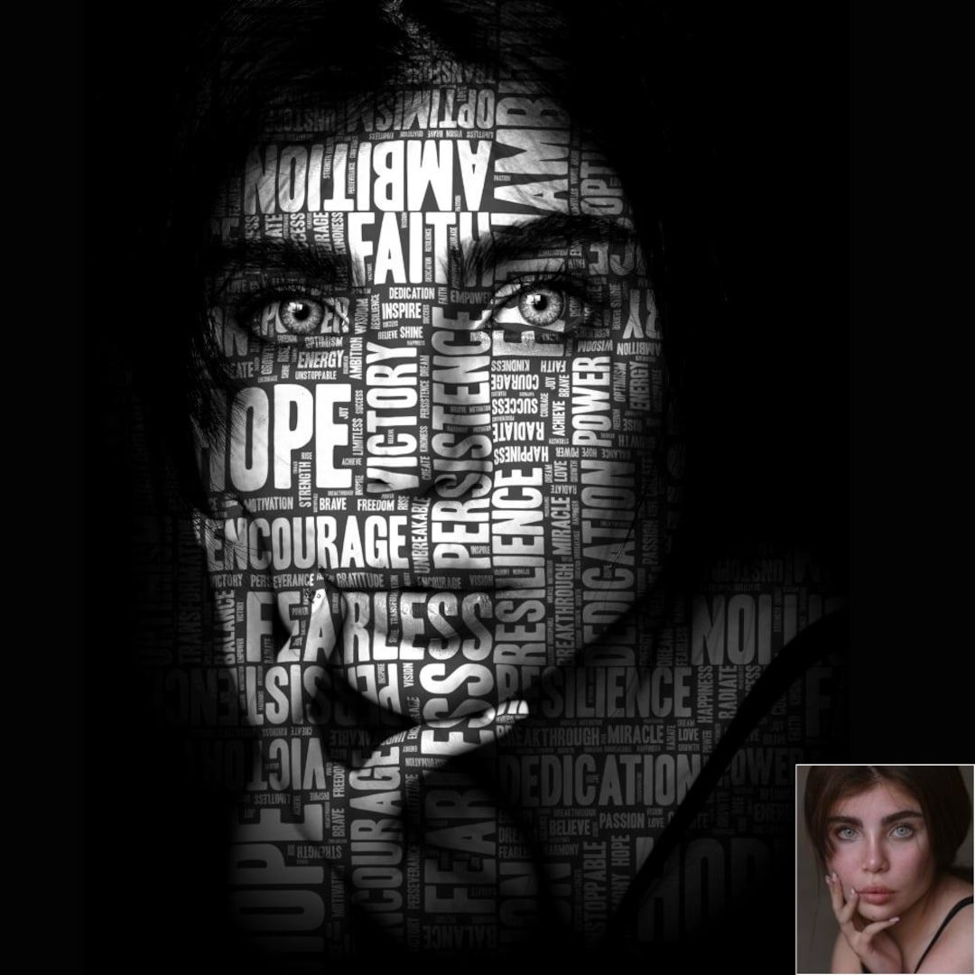 Custom Word Art Portrait| Unique Gift| Personalized Digital Text Art ...