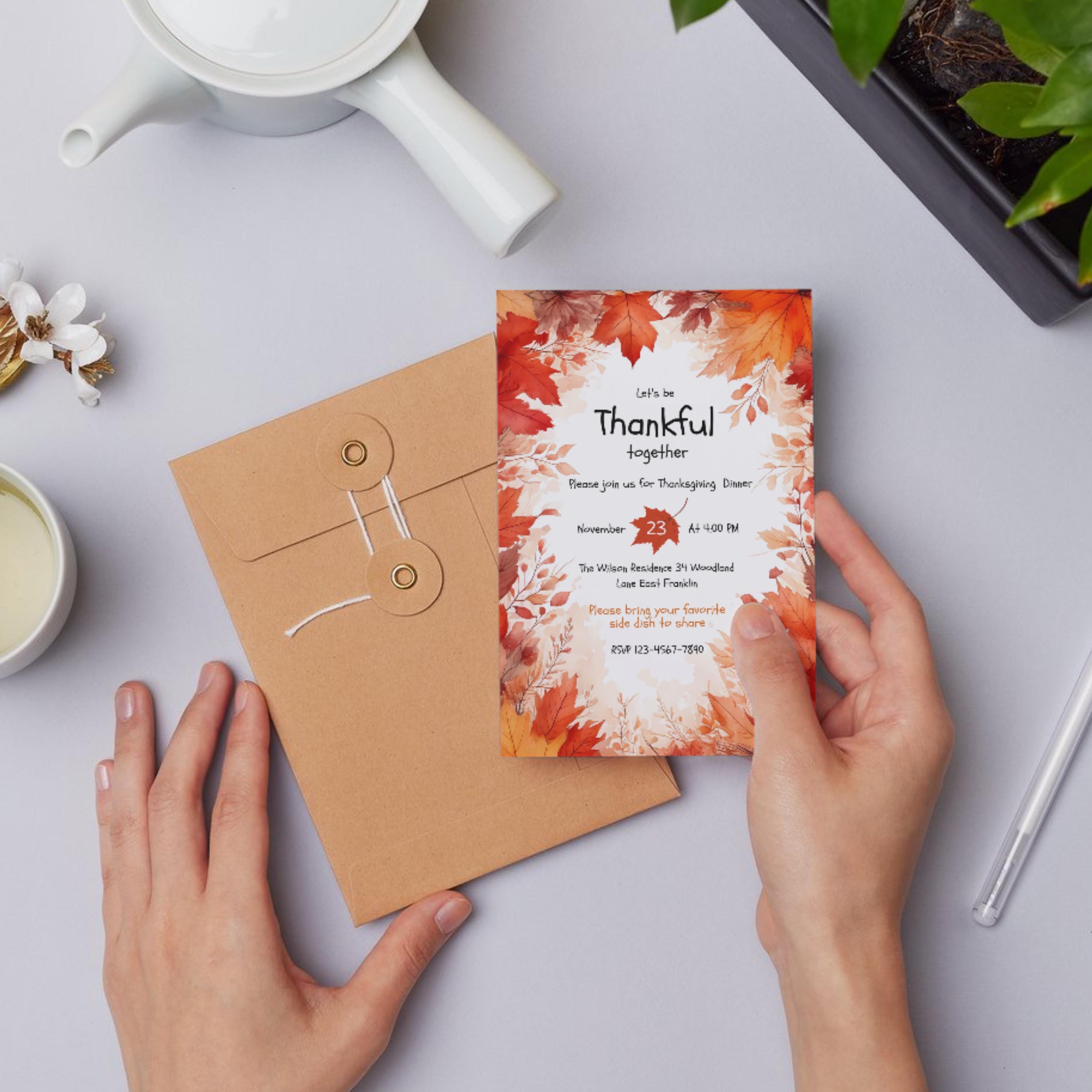 Editable Thanksgiving Dinner Invitation Template Fall Harvest Theme ...