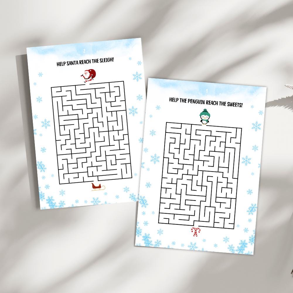 Printable Christmas Maze Activity Book for Kids | Fun Holiday Printable ...