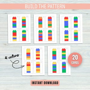 Brick Pattern Cards for Kids – Printable Build & Colour Worksheets ...