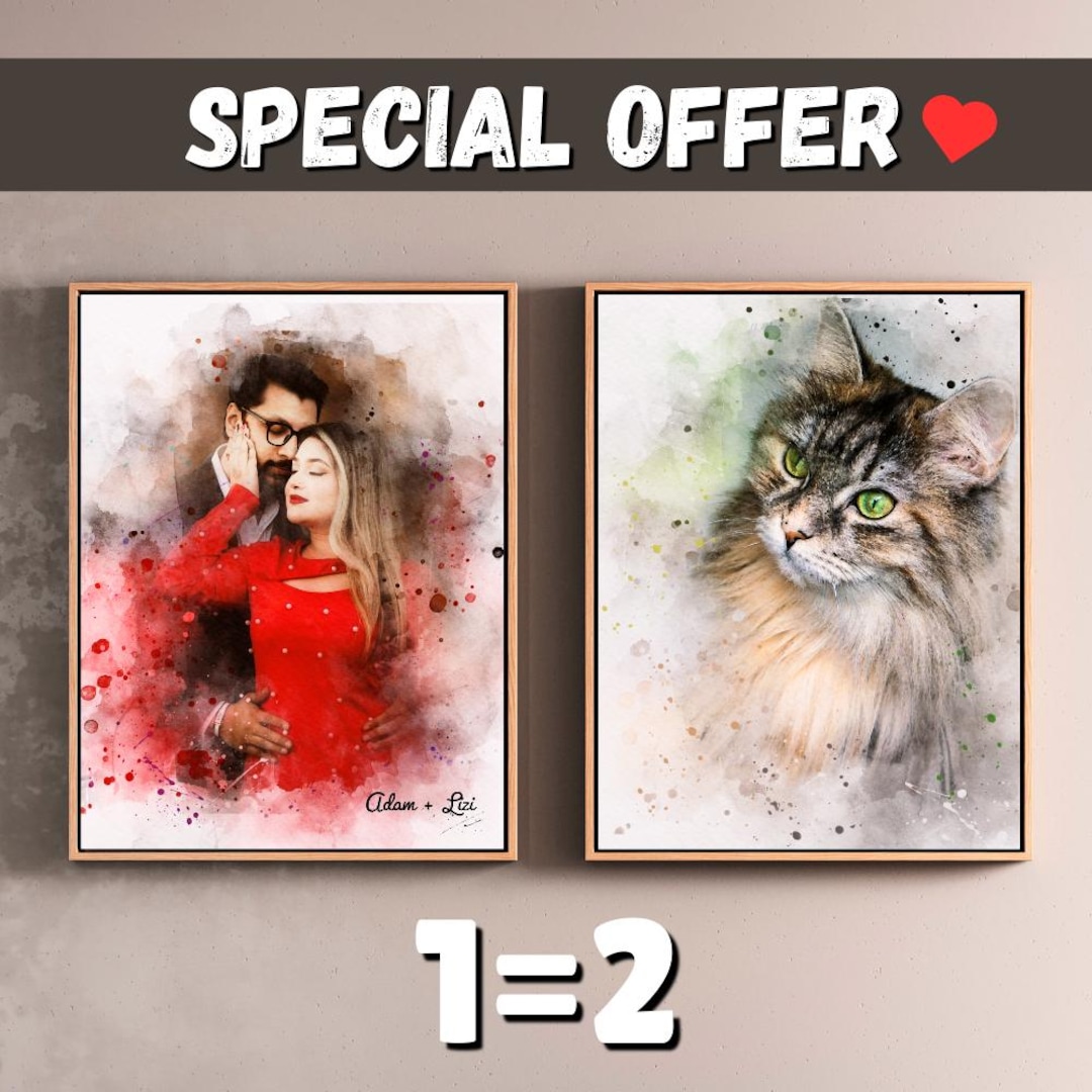 Custom Digital Portrait Duo: Watercolor & More - Unique Art Styles From ...