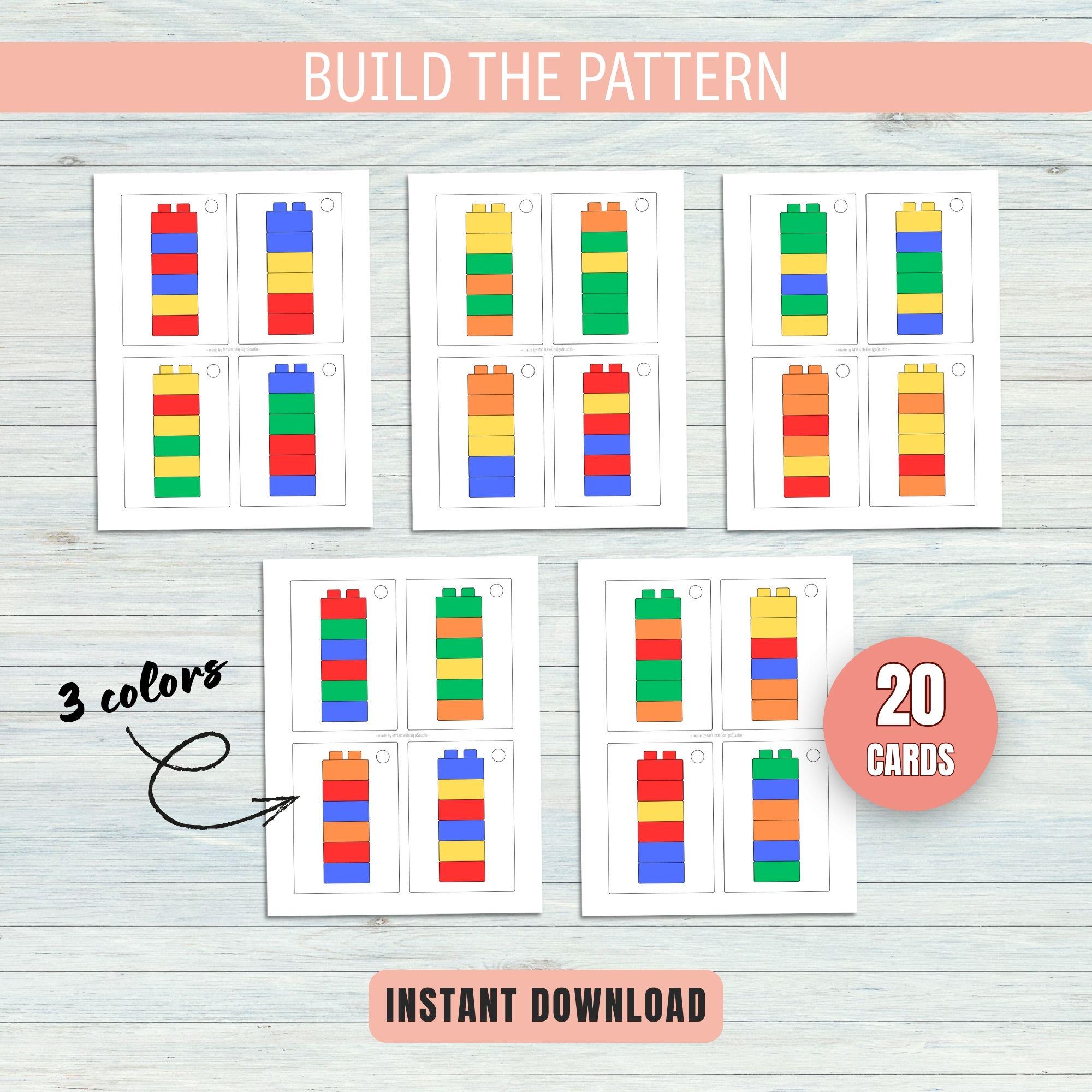 Brick Pattern Cards for Kids – Printable Build & Colour Worksheets ...