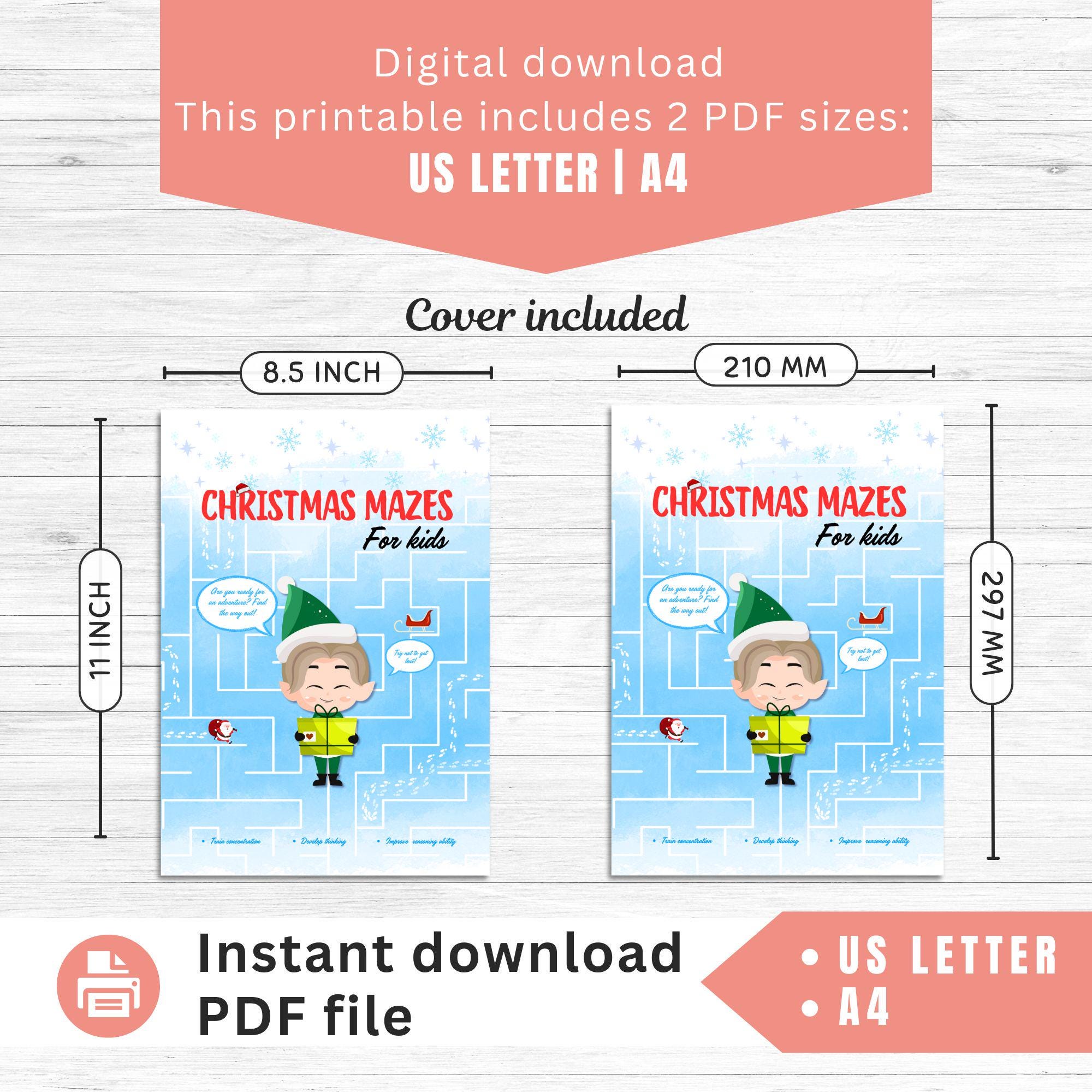 Printable Christmas Mazes for Kids | Holiday Maze Activity Book ...