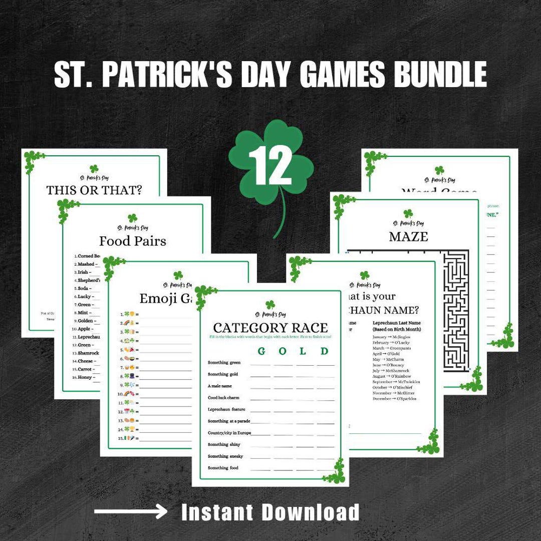St Patricks Day Printable Games| St Patricks Games Bundle| St Patricks ...