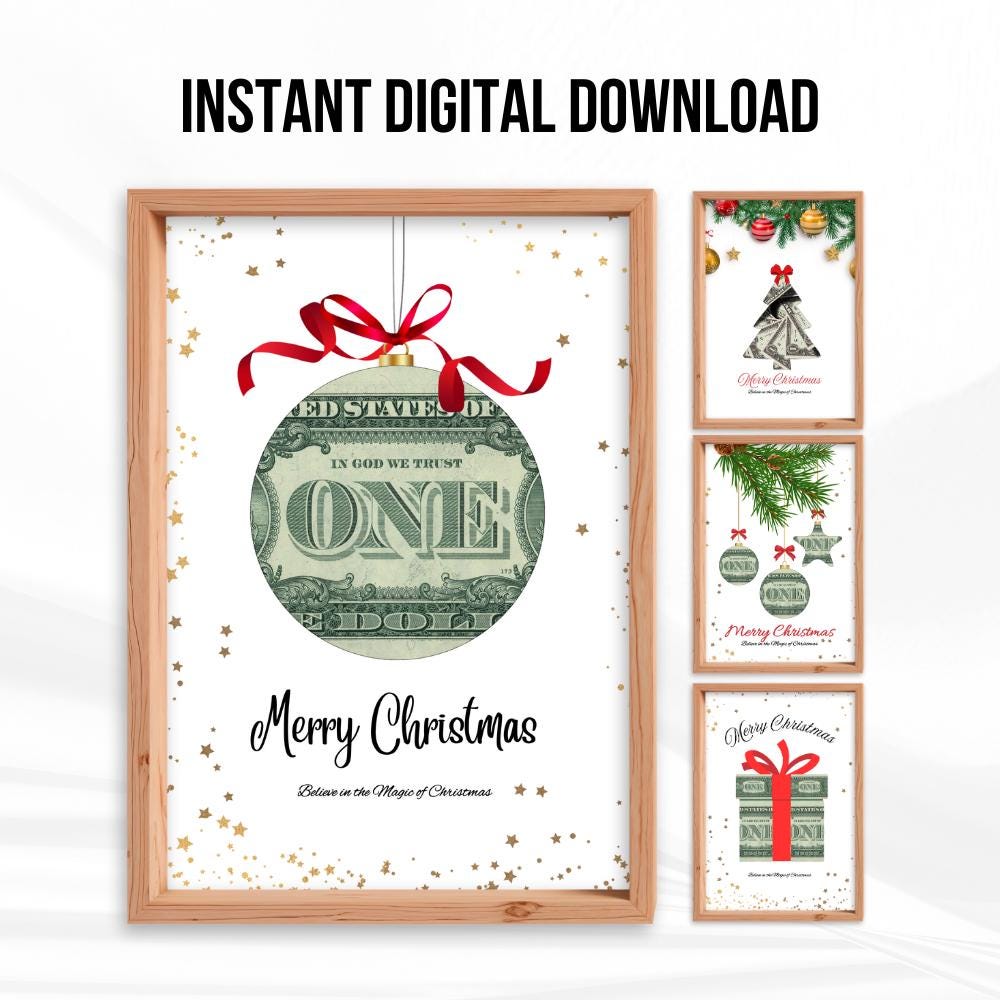 Christmas Money Gift Templates | Set Greeting Card for Festive Giving ...