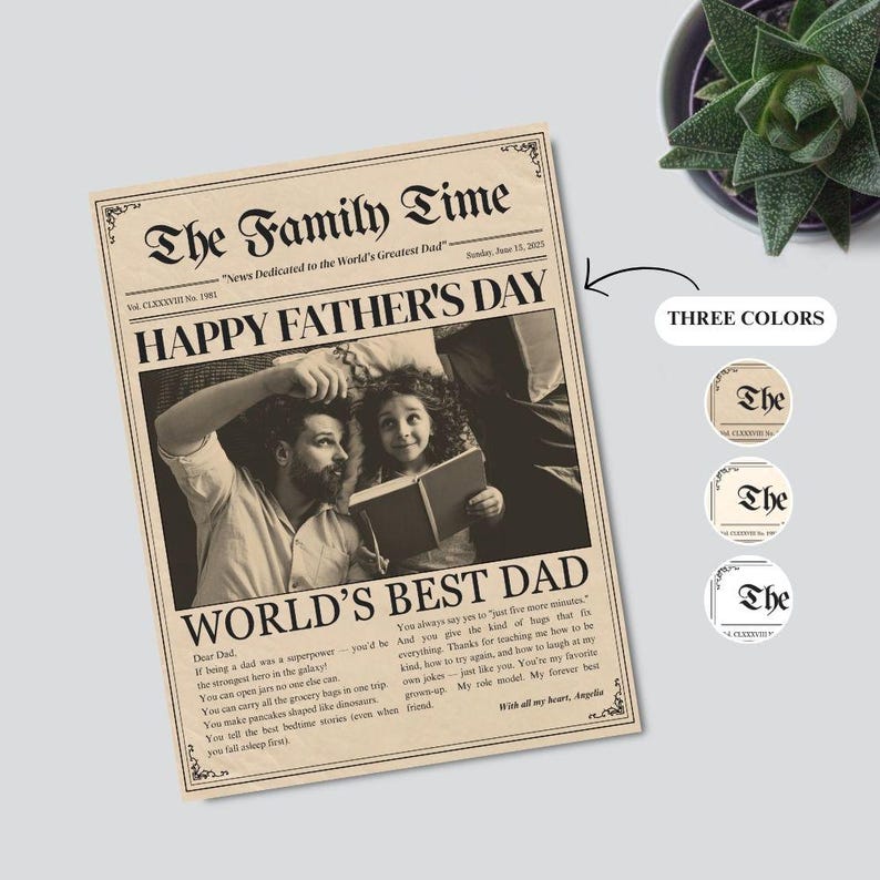Father’s Day Newspaper Gift for Dad| Personalized Letter From Kid ...