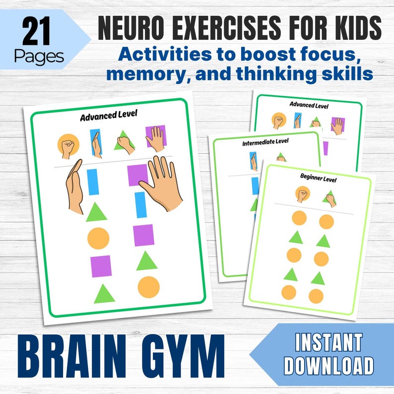 Brain Gym Activities for Kids | 21 Pages Printable Neuro Exercises ...