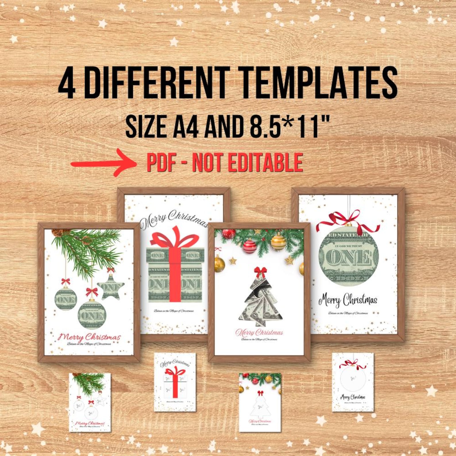 Printable Christmas Cash Gift Templates | Holiday Cash Gift Card, Xmas ...