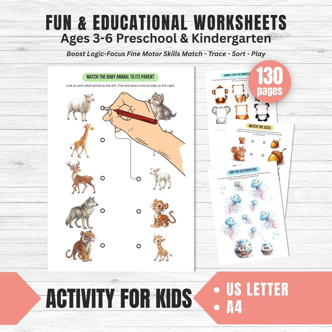 Preschool Activity Sheets | 130 Printable Pages | Toddler Learning Book ...