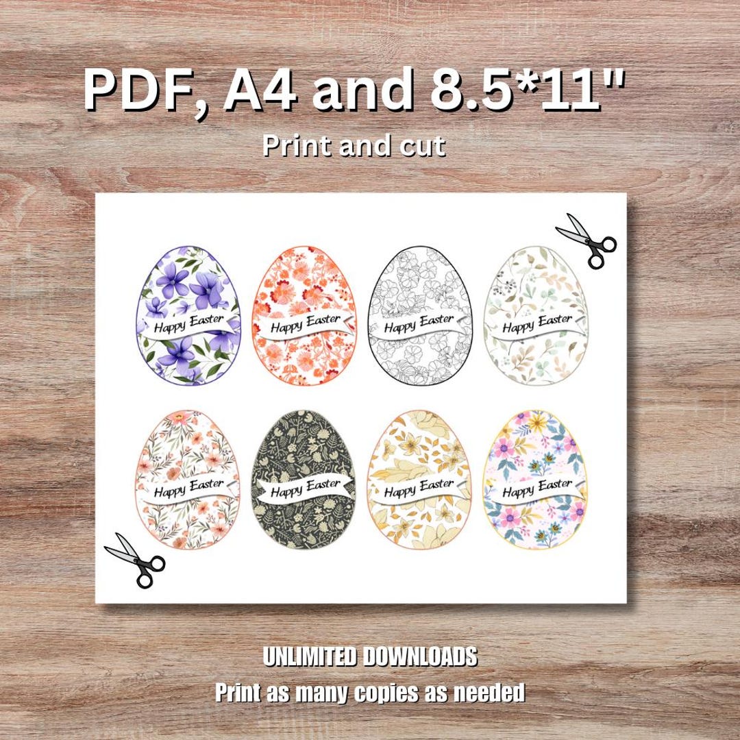 Printable Easter Gift Tags| Easter Floral Egg Tags| Kids Easter Basket ...