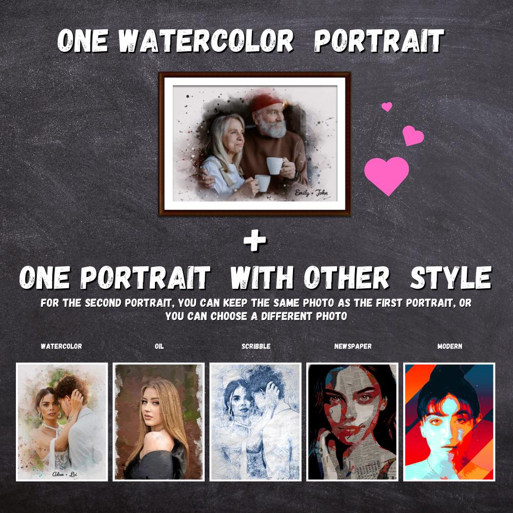 Custom Digital Portrait Duo: Watercolor & More - Unique Art Styles From ...