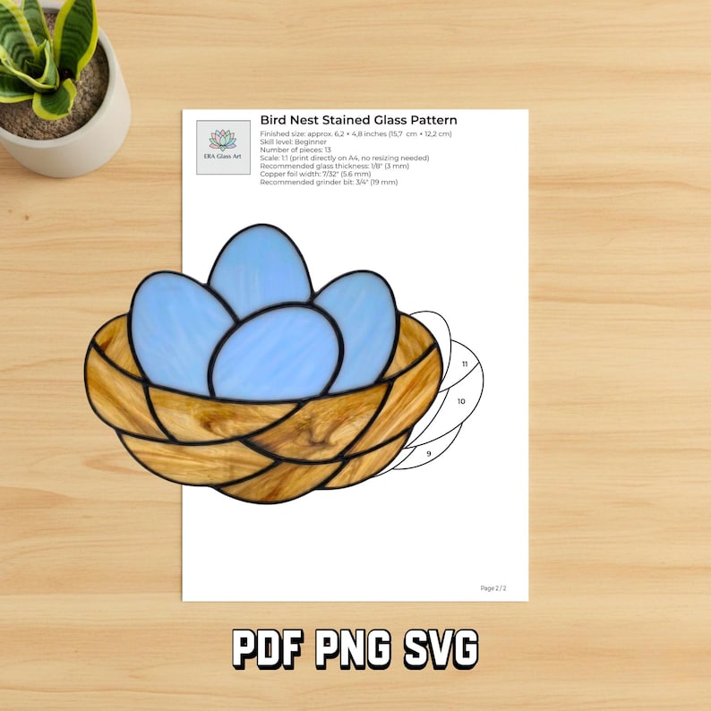 Bird Nest Stained Glass Pattern | Easy Suncatcher Template for ...