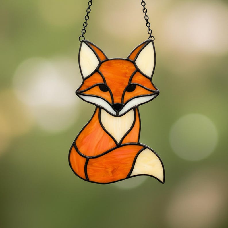 Fox Stained Glass Pattern PDF SVG Forest Animal Suncatcher Template ...