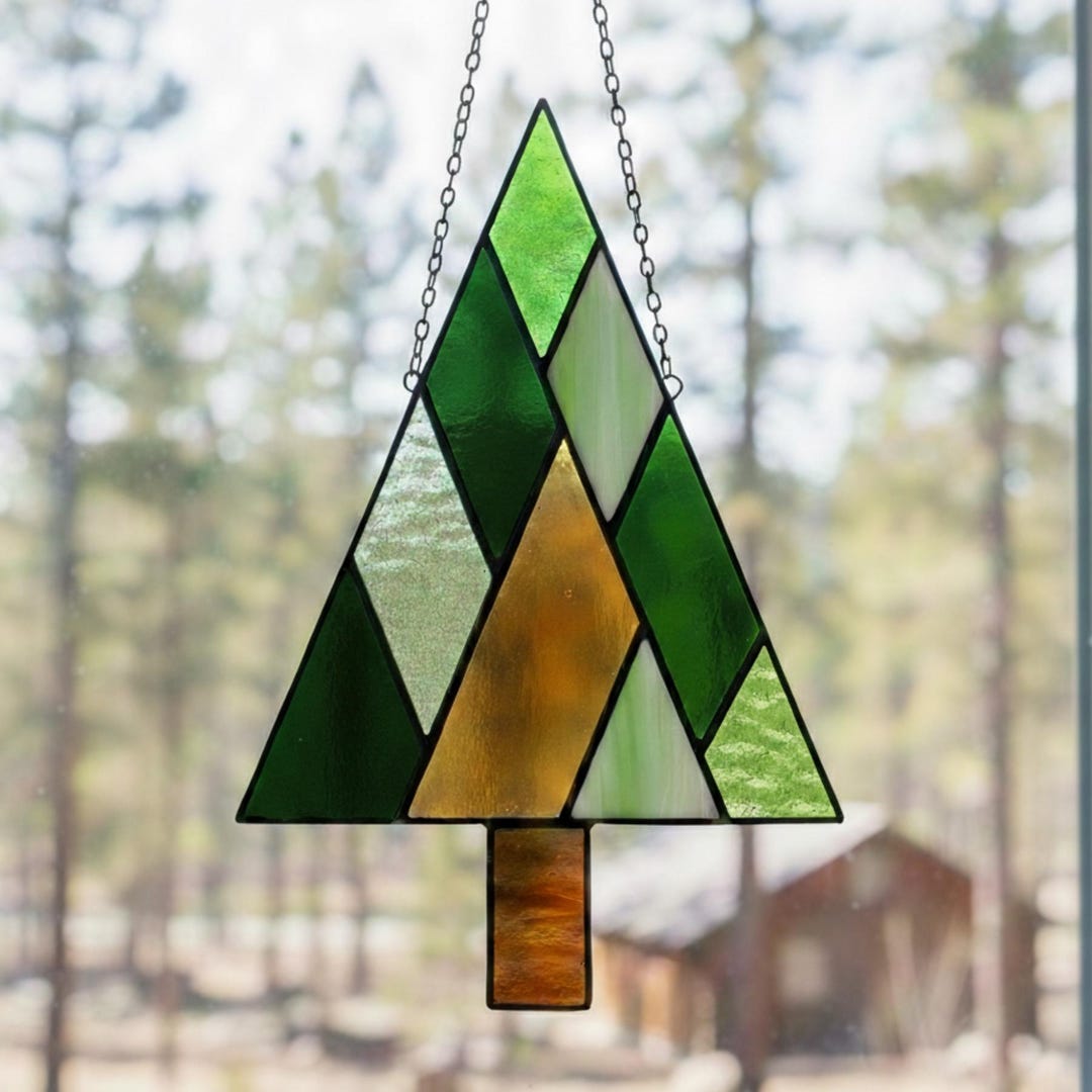 Pine Tree Stained Glass Pattern | Beginner Suncatcher Template (PDF SVG ...