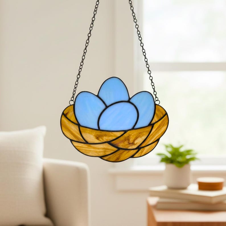 Bird Nest Stained Glass Pattern | Easy Suncatcher Template for ...