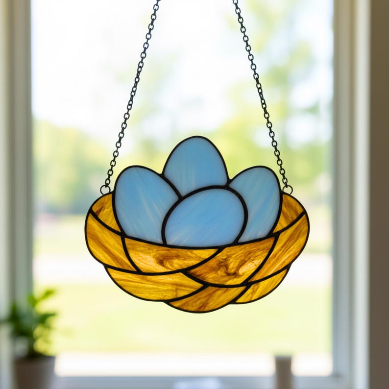 Bird Nest Stained Glass Pattern | Easy Suncatcher Template for ...