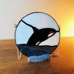Stained Glass Art Orca Suncatcher Ocean Window Decor Handmade Gift ...