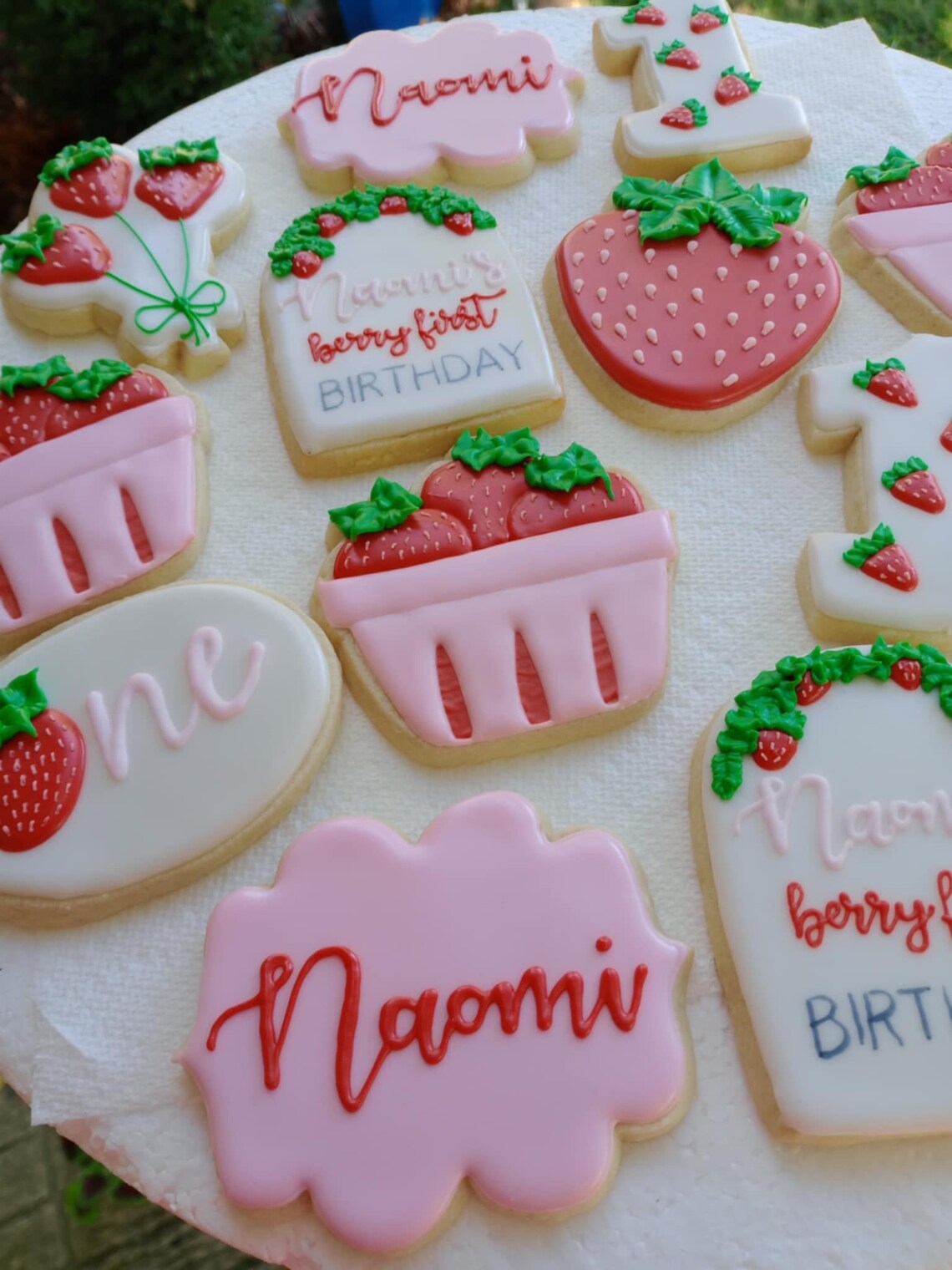 1 Dozen Strawberry Theme Birthday Decorated Sugar Cookies - Etsy