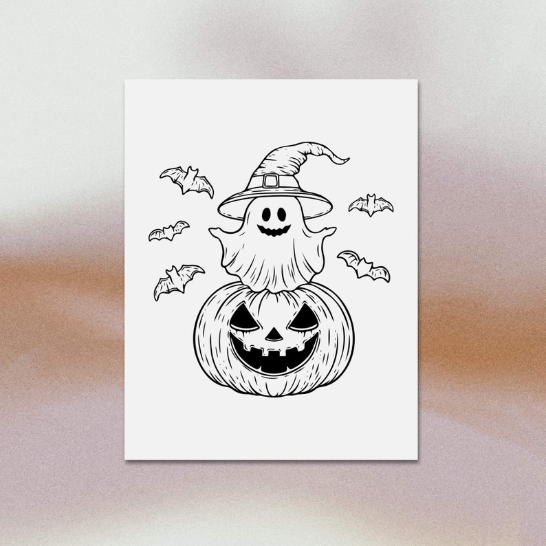Set of 9 Printable Halloween Coloring Sheet, Jack O' Lanterns, Ghosts ...