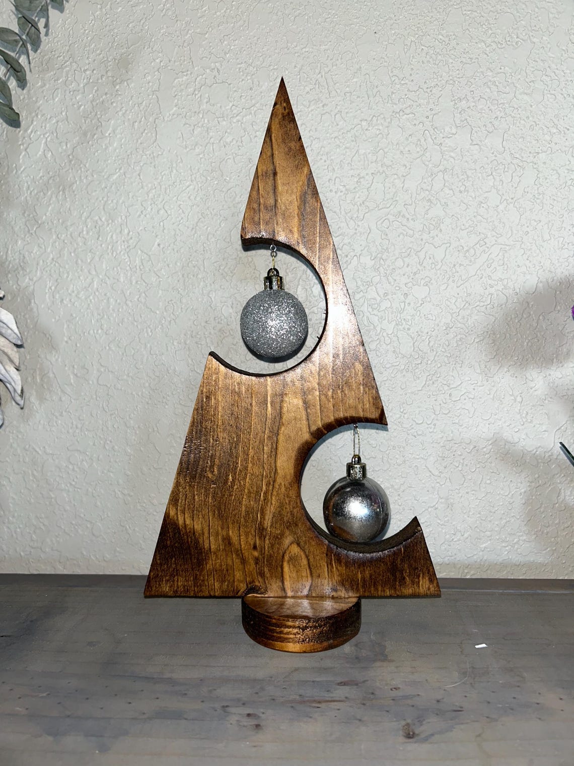 Handmade Rustic Wooden Christmas Tree Decor With Ornaments - Etsy