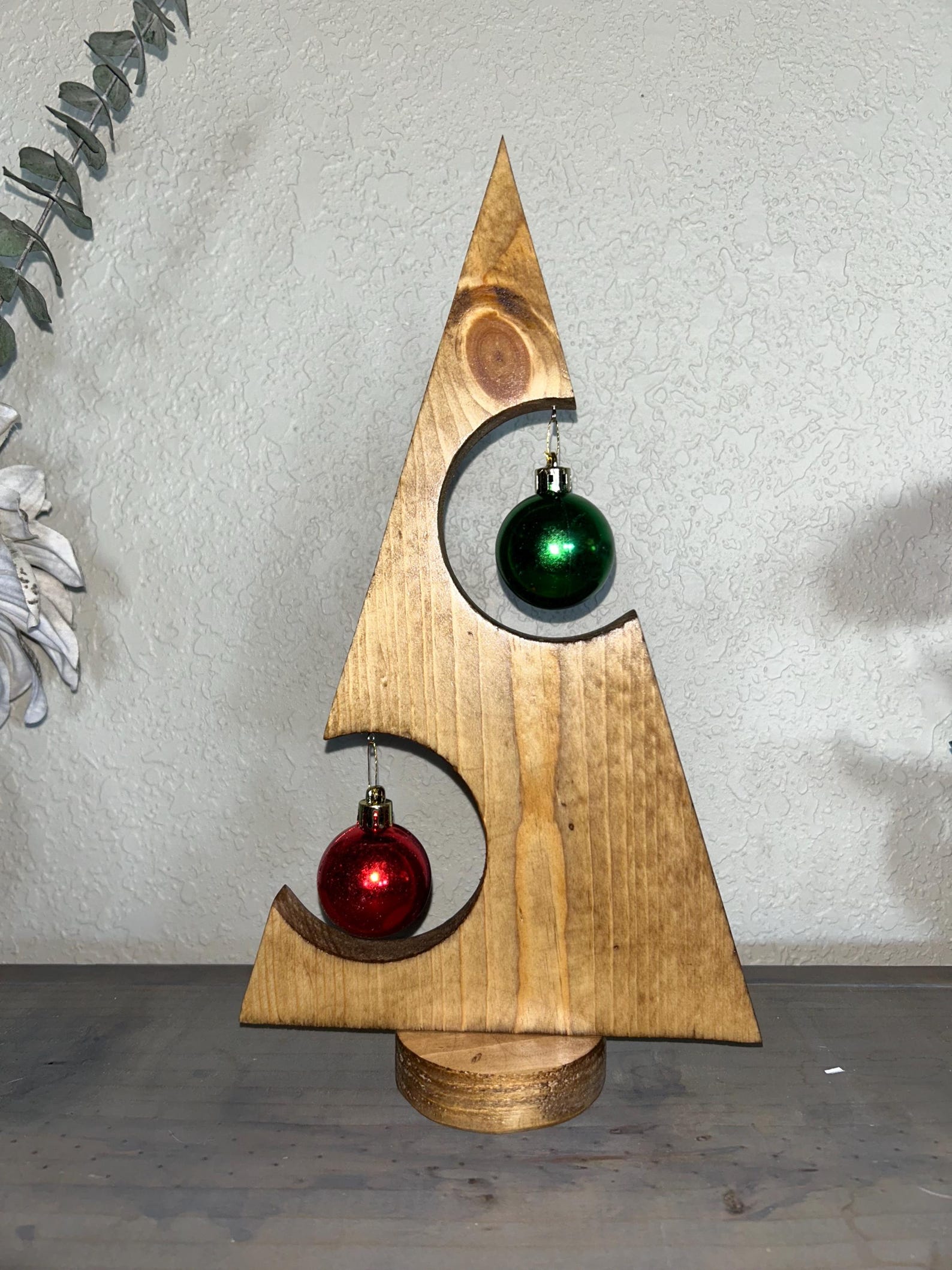 Handmade Rustic Wooden Christmas Tree Decor With Ornaments - Etsy