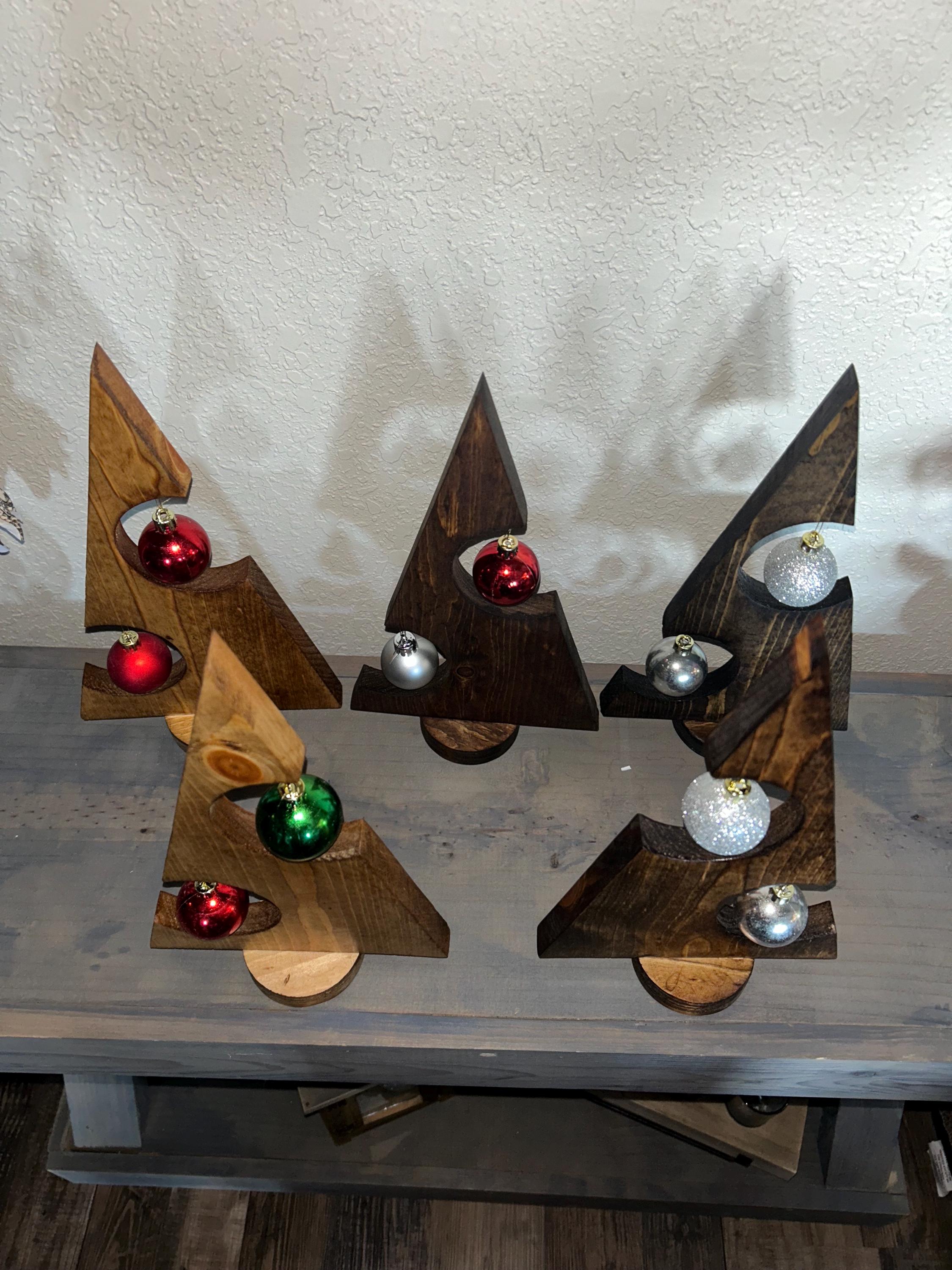 Handmade Rustic Wooden Christmas Tree Decor With Ornaments - Etsy