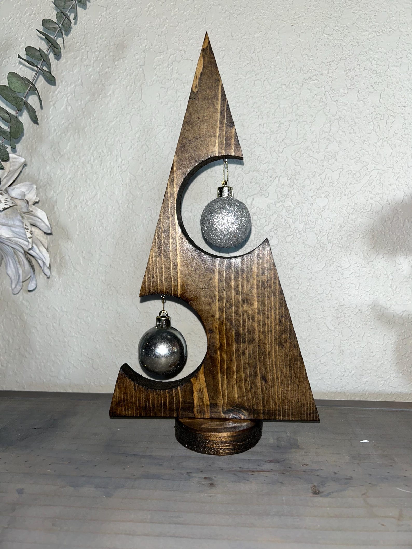 Handmade Rustic Wooden Christmas Tree Decor With Ornaments - Etsy