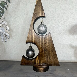 Handmade Rustic Wooden Christmas Tree Decor With Ornaments - Etsy