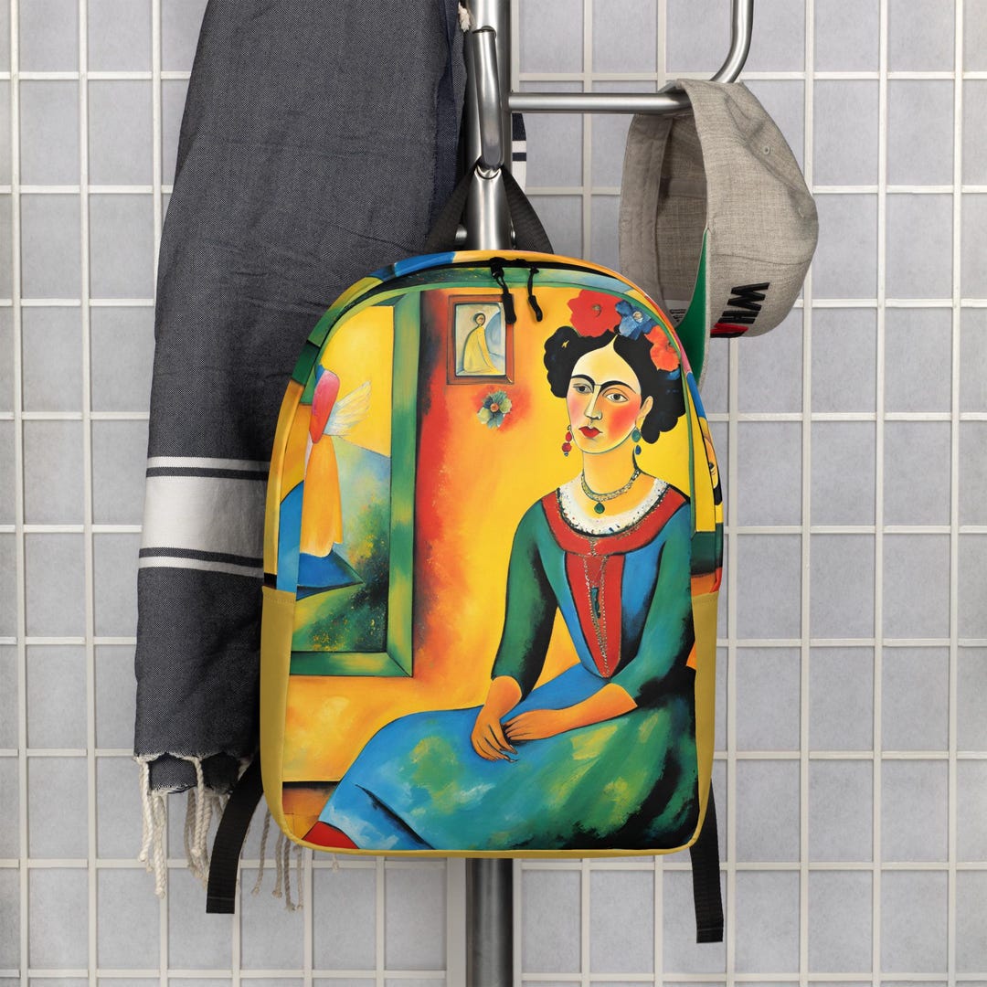 Minimalist Backpack frida Kahlo Inspired, Fashionable, Water-resistant ...