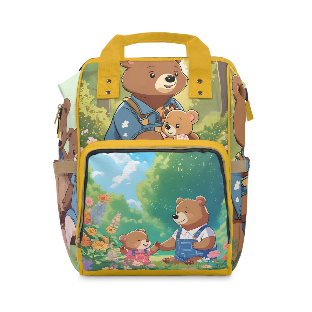 Diaper Backpack, Time With Papa Bear SUN YELLOW Trimmed, Bear Theme ...