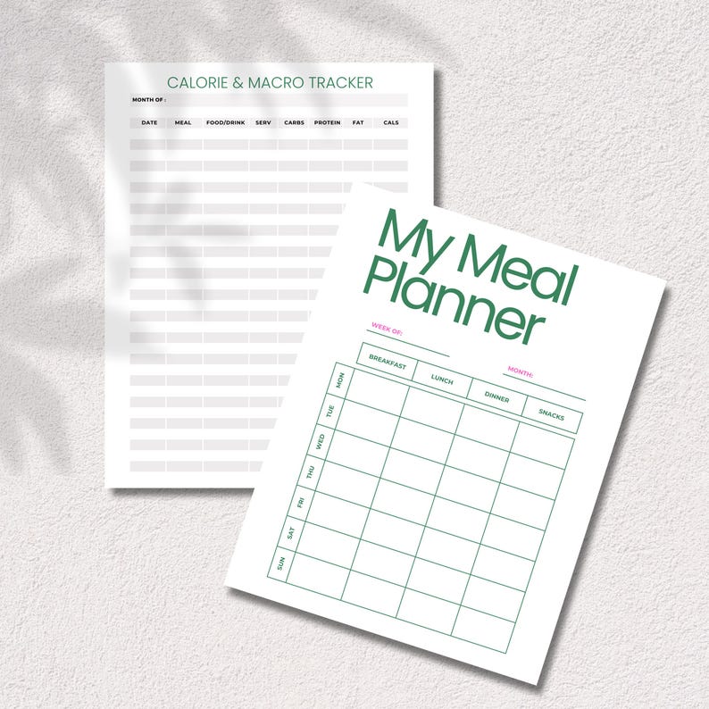 Weekly Menu Planner With Calorie and Macro Tracker | Printable Meal ...