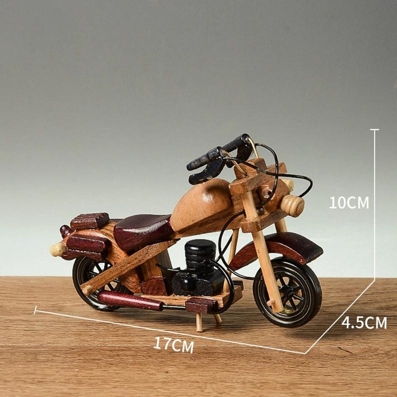 Retro Solid Wood Motorcycle Model Ornaments - Handmade Wooden Motorbike ...