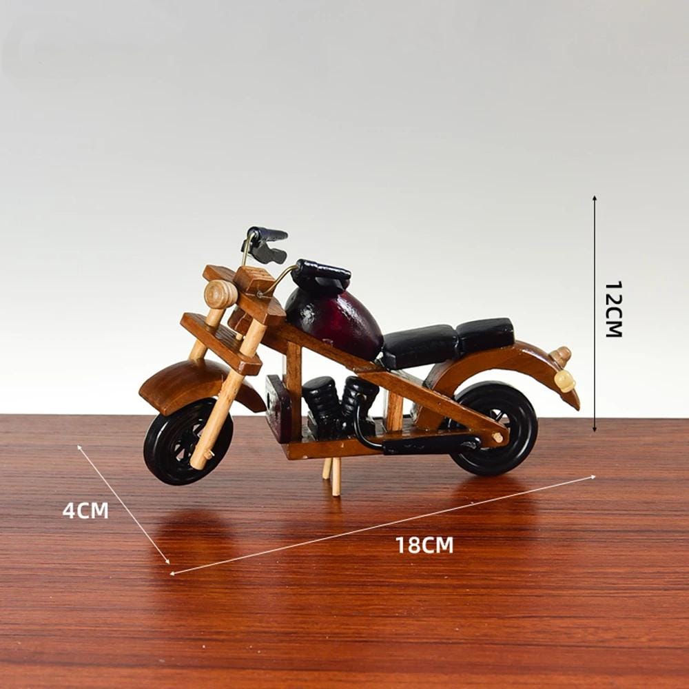Retro Solid Wood Motorcycle Model Ornaments - Handmade Wooden Motorbike ...