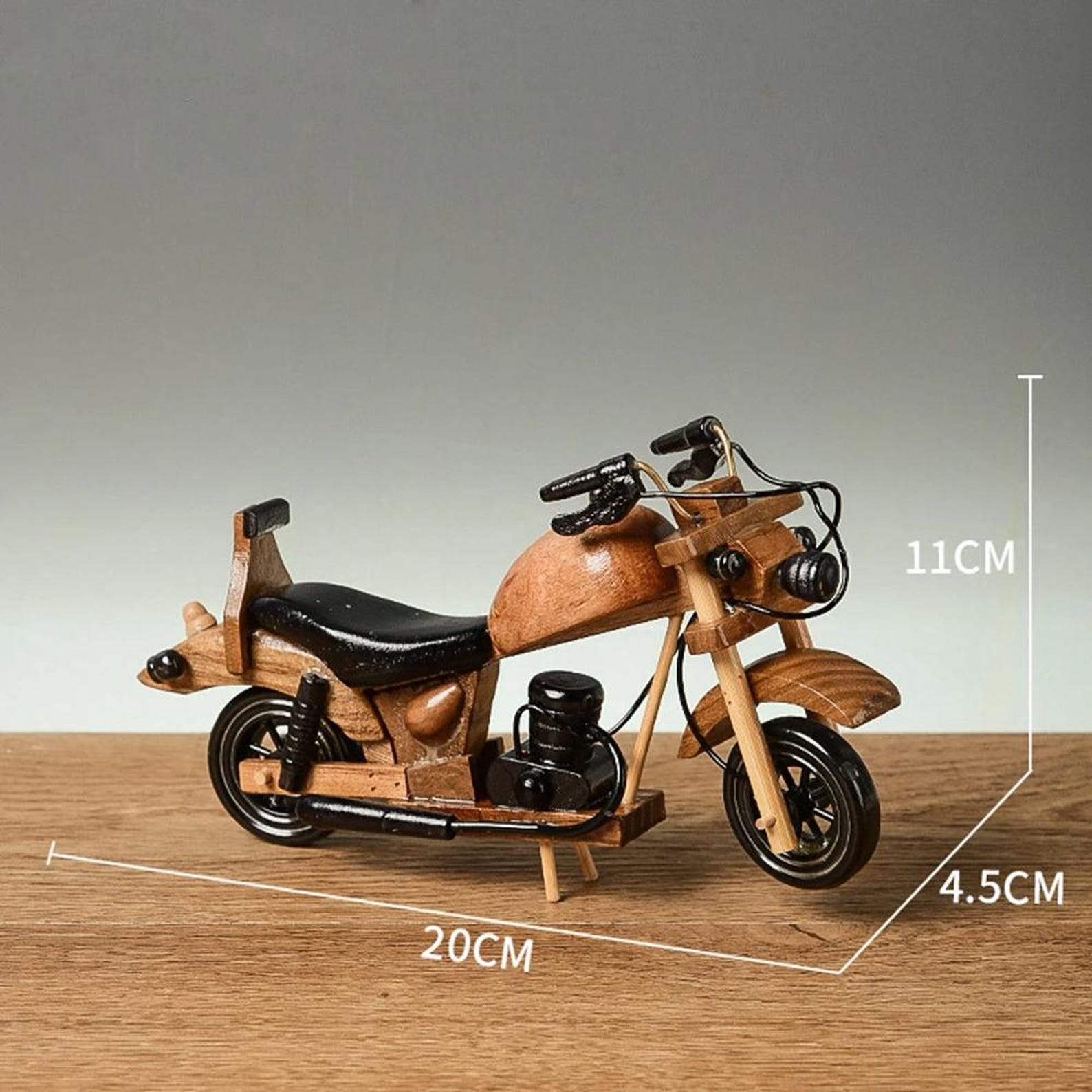Retro Solid Wood Motorcycle Model Ornaments - Handmade Wooden Motorbike ...