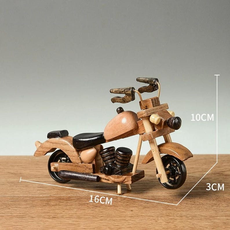 Retro Solid Wood Motorcycle Model Ornaments - Handmade Wooden Motorbike ...