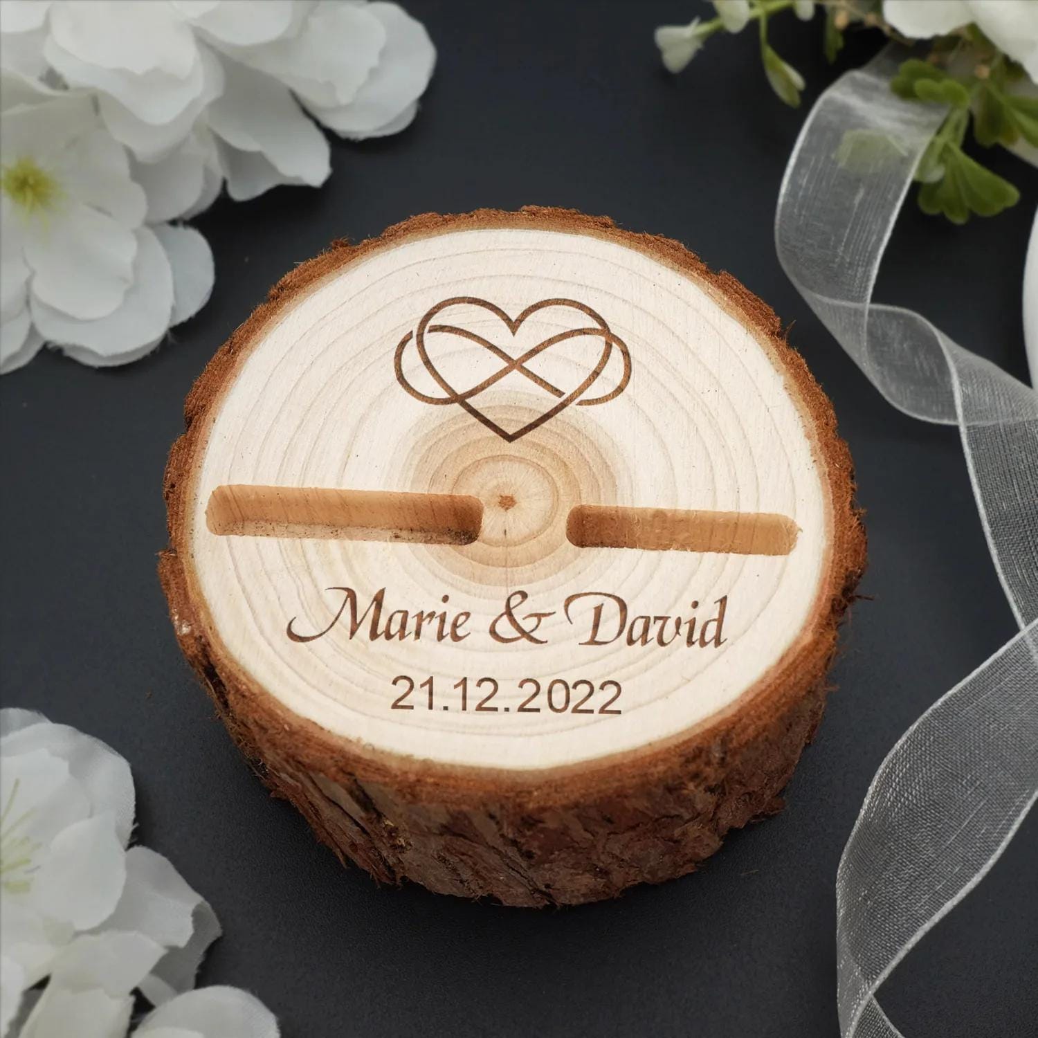 Custom Engraved Wood Wedding Ring Box - Personalized Ring Holder for ...