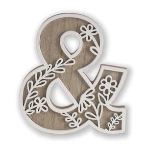 4.9" Wooden Floral Carved Alphabet Letter | Farmhouse Wall Art ...