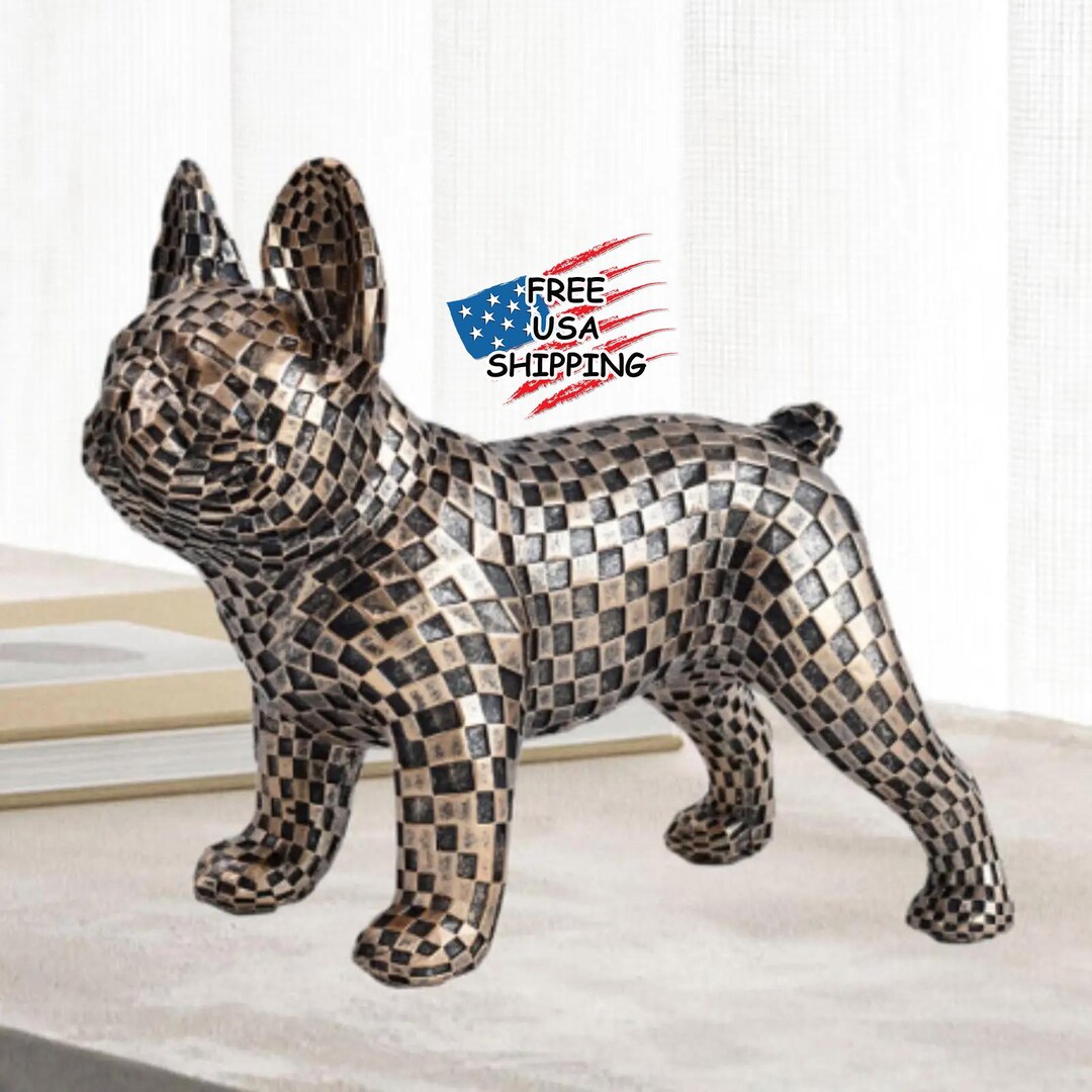 Stunning Checkered Dog Statue – Animal Figurine, Creative Tabletop ...