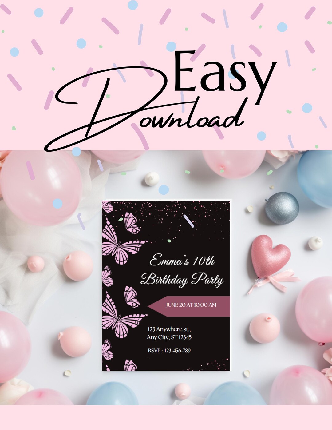 Editable Digital Party Invitation Template | Download & Personalize - Etsy