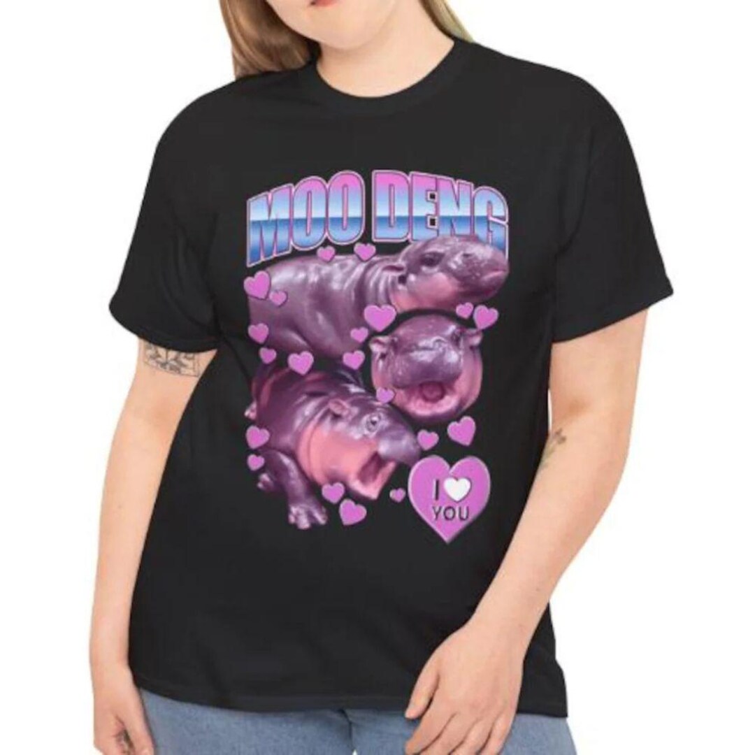 Moo Deng I Love You Tshirt, Moo Deng Merch, Moo Deng Gift, Baby Hippo ...