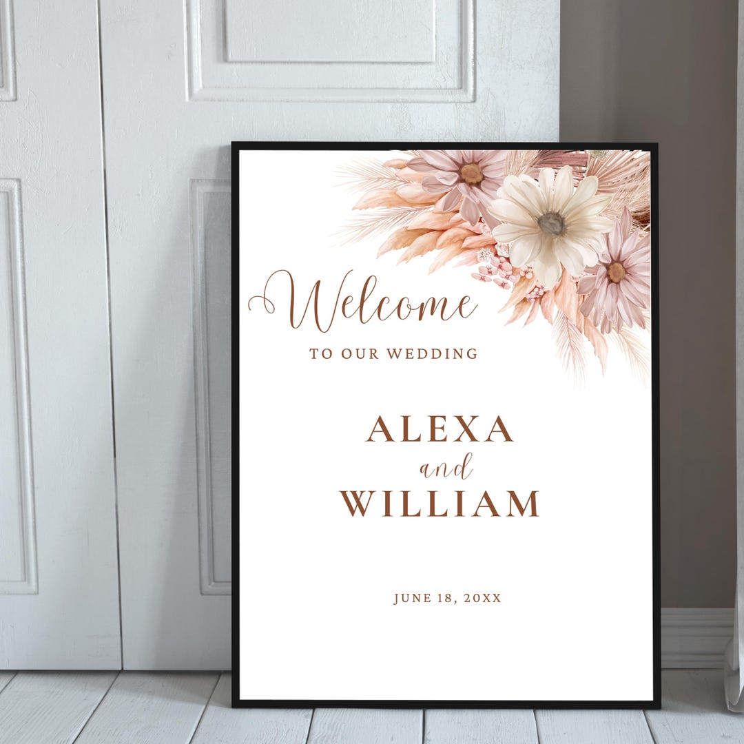 Wedding Welcome Board Editable Template Floral Boho Wedding Welcome ...