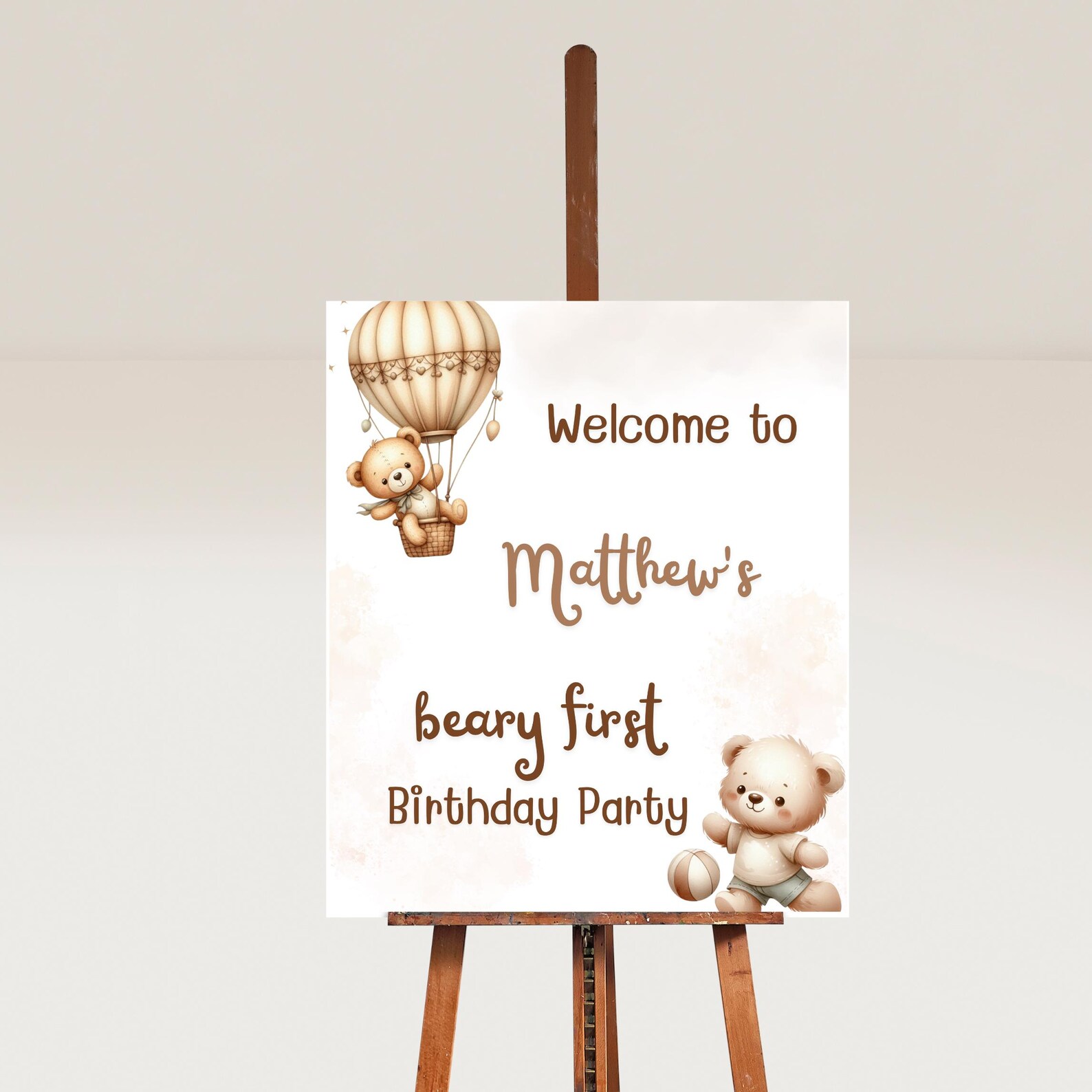 Bear Birthday Bundle Editable Template Bear Birthday Invitation Boho ...
