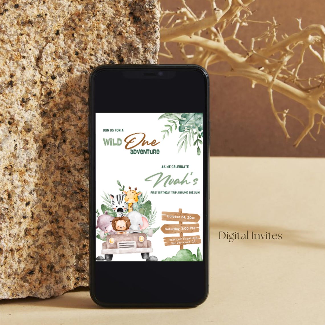 Safari Animals Birthday Bundle DIY Editable Template Digital Invites ...