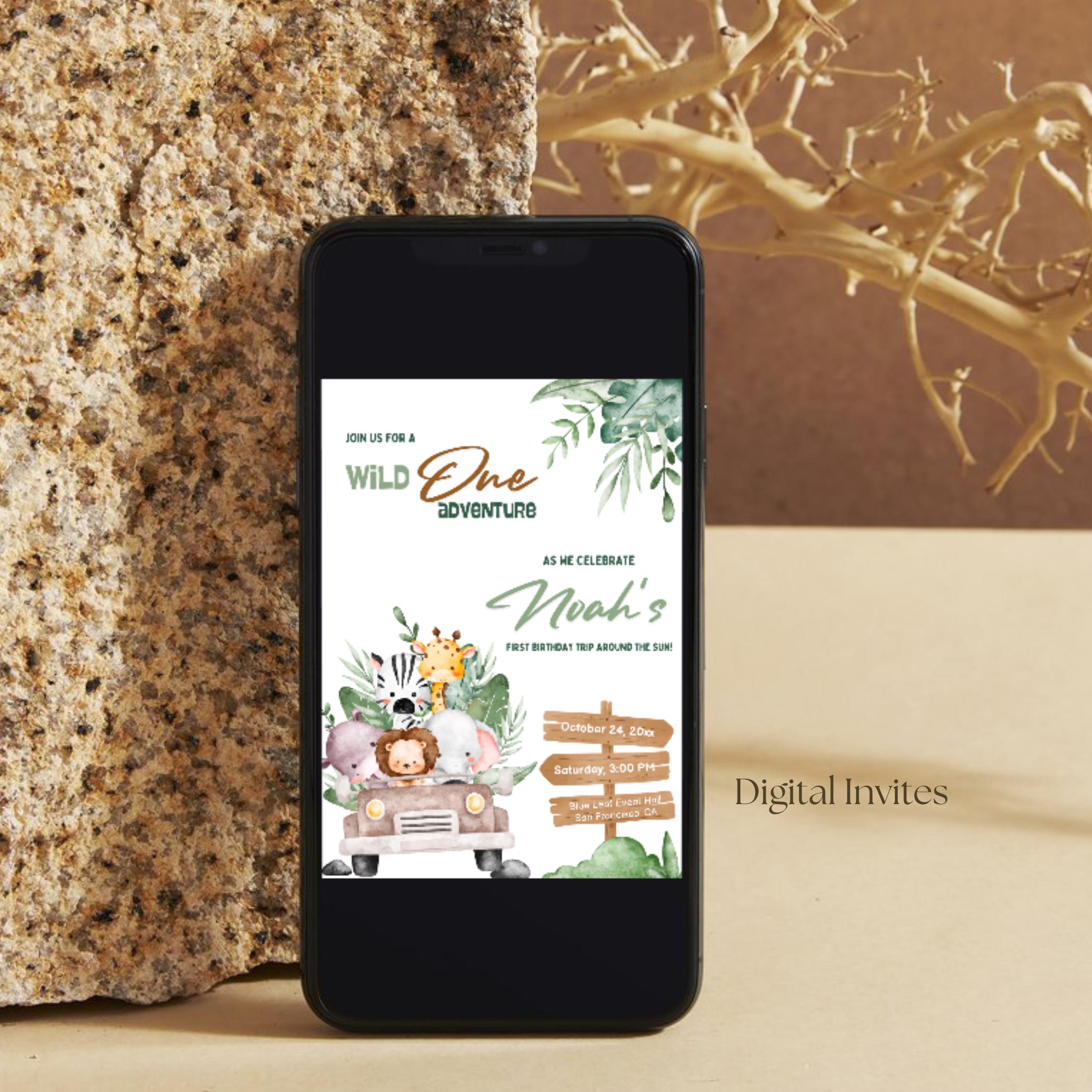 Safari Animals Birthday Bundle DIY Editable Template Digital Invites ...