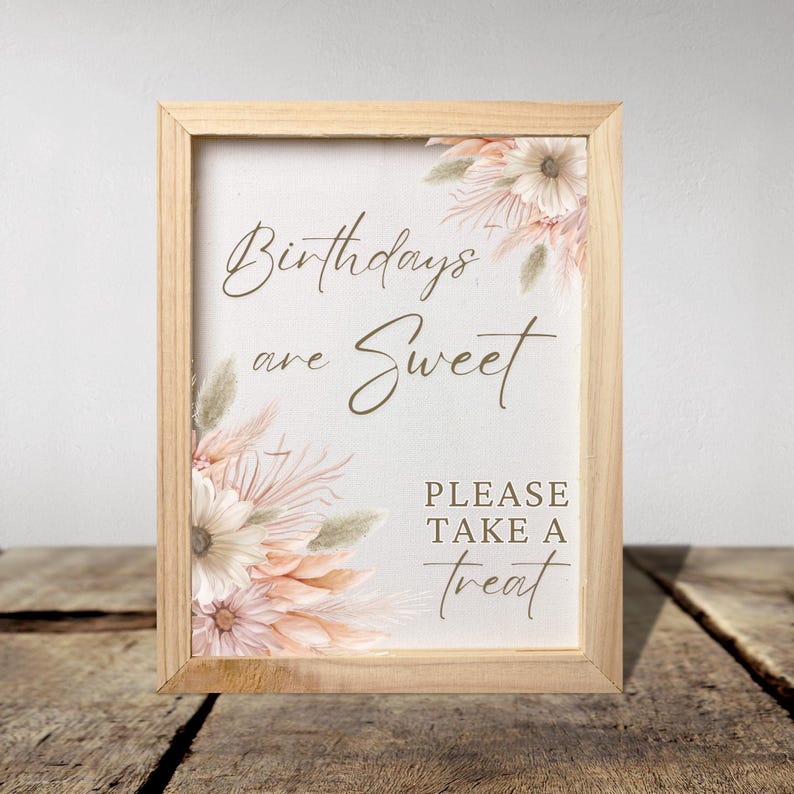 Birthday Welcome Sign Editable Template Boho Floral Elegant Birthday ...