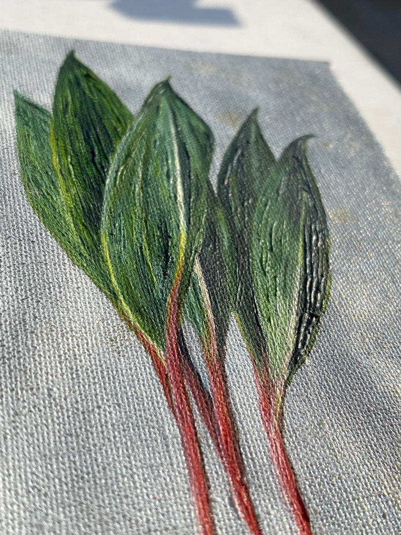 Wild Ramps Leeks Small Oil Painting Original Realistic Leaf Art ...
