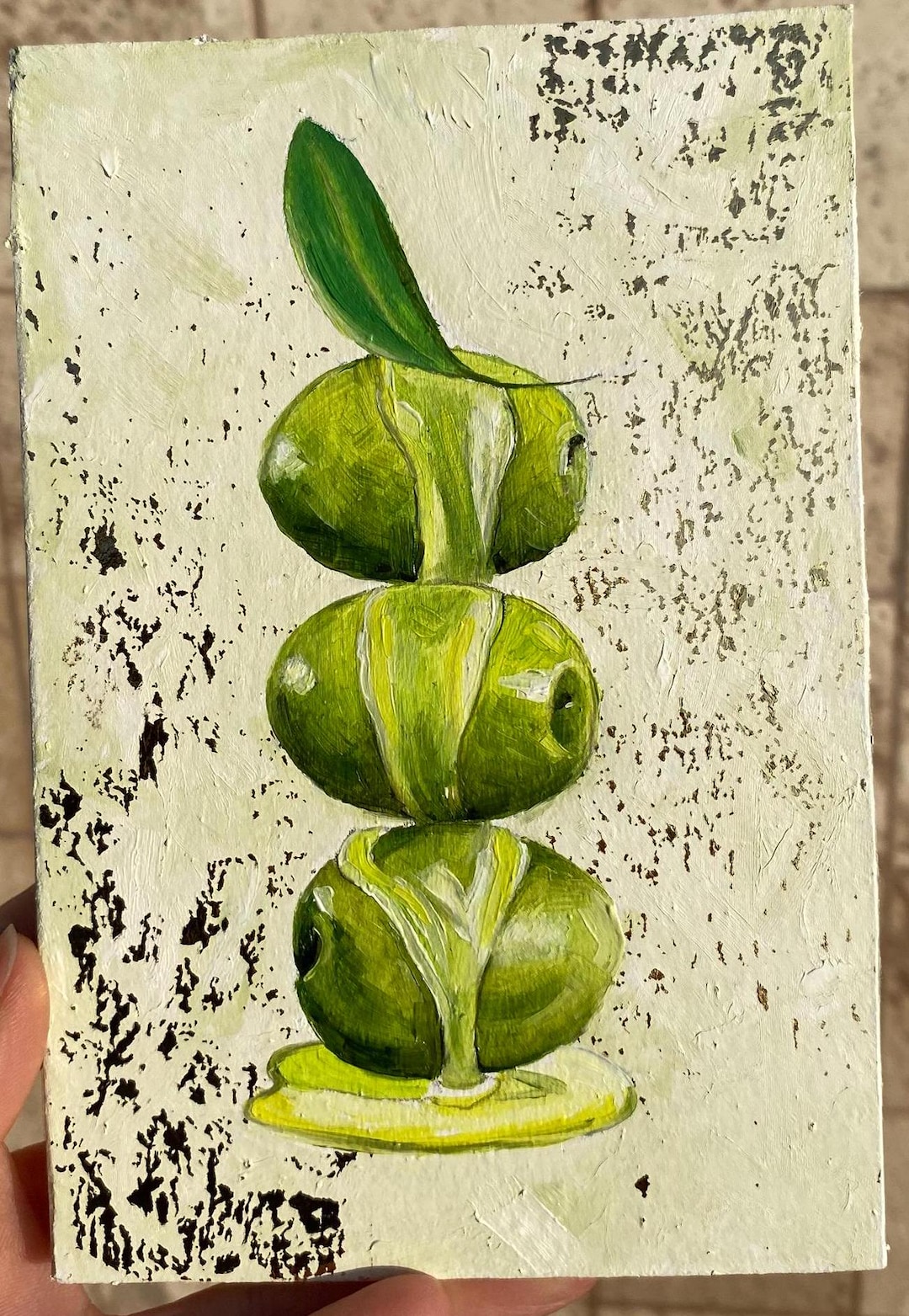 Olive Original Oil Painting Kitchen Still Life Olives With Olive Oil ...