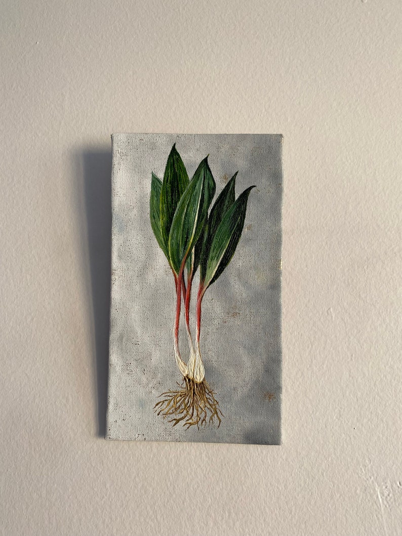 Wild Ramps Leeks Small Oil Painting Original Realistic Leaf Art ...