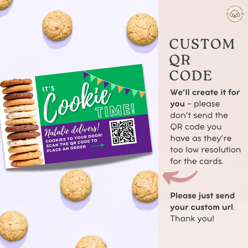 Scout Cookie Business Card Printable With QR Code | Custom Cookie Sale ...