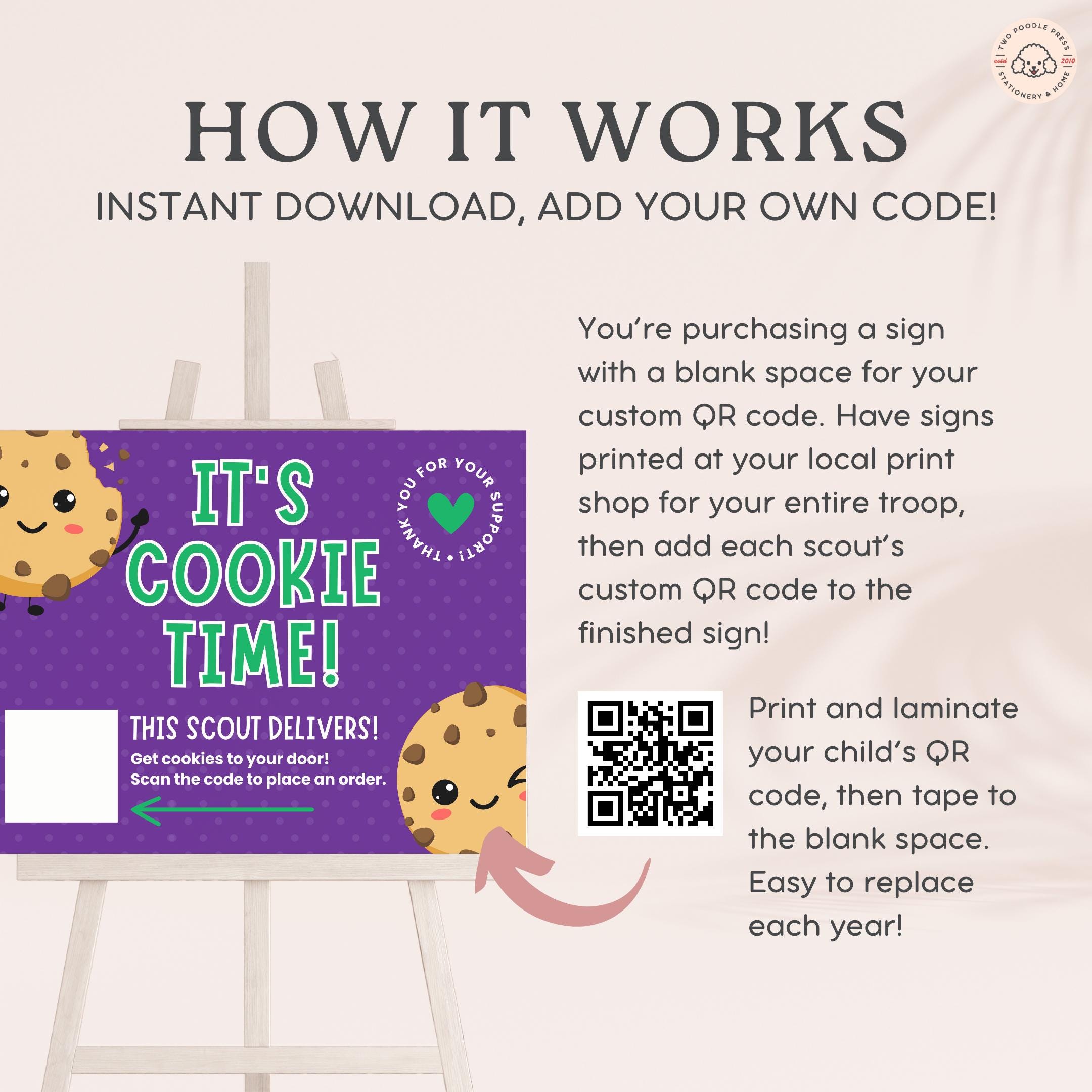 Scout Cookie Sale Yard Sign | 18x24 Printable Lawn Sign With QR Code ...